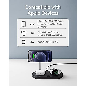Anker Wireless Charging Station & 20W Charger, 533 Magnetic Wireless Charger (3-in-1 Stand), 5ft USB-C Cable, For iPhone 14 Series, AirPods 3/2/Pro, Apple Watch 1-6 (Watch Cable Not Included)