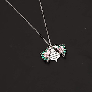 CENWA Sorority Gifts Pretty In Pink & Gorgeous in Green Zircon Leaf Open Locket Necklace Gift For Sorority Sister (Pretty in pink N)