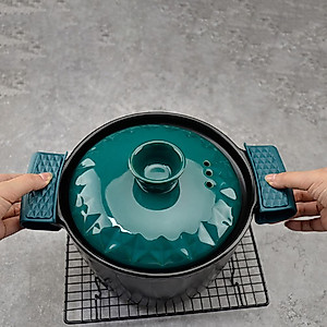 DOITOOL 3 Pairs Silicone Assist Handle Holder Heat Insulated Hot Pot Grip Handle Cover Scald- Proof Pan Grip Cover Sleeves for Cast Iron Woks Frying Pans Griddles Skillets Dark Blue