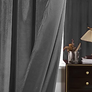 PANELSBURG Short Blackout Curtains for Bedroom,Thermal Insulated Room Darkening Velvet Luxury Basement Window Curtains for Men Cave Office Kitchen RV Campers Trailers,48 Inches Long,Grey/Gray,4 FT