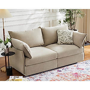 ABCASA Modern Living Room Chenille Sofa Small Sofa, Loveseat Sofa with Deeper Seats, Easy to Install, Beige