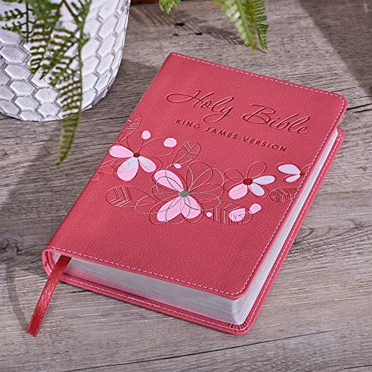 KJV Holy Bible, Compact Faux Leather Red Letter Edition - Ribbon Marker, King James Version, Pink