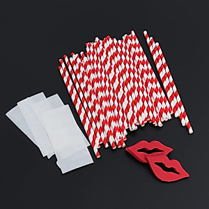 Gadpiparty 50pcs Paper Drinking Straws Red Lips Decorative Cocktail Drinking Straws Valentines Day Straws for Birthday Wedding Baby Shower Theme Decoration