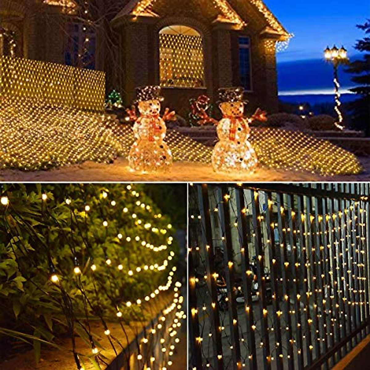 Solar Christmas Mesh Lights w/ Remote Timer, 10ft x 4.9ft 180 LED Waterproof Net String Lights for Outdoor Trees, Patio Bushes, Wedding Party, Front Back Yard, Porch, Balcony Decorations (Warm White)