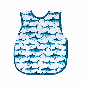 BapronBaby Shark Attack Bapron - No Neck Tie Safer Bib for Baby & Toddler - Soft Waterproof Stain Resistant - Machine Washable - Sz Baby/Toddler 6m-3T