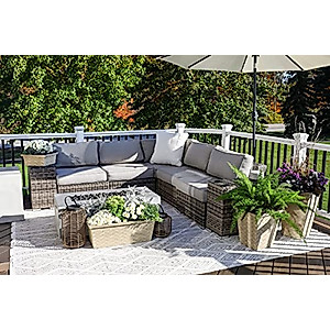 The HC Companies 27 Inch Borden Rectangular Planter Box - Large Lightweight Outdoor Plastic Plant Pot for Vegetables, Herbs, Flowers Inch Maple