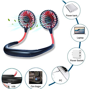 LUCKY CUP Neck Fan Portable, 2 Pack Mini Personal Battery Powered Hand Held Fan Cooler 360 Degree Free Rotation for Outdoor Traveling, Sports, Office, Reading