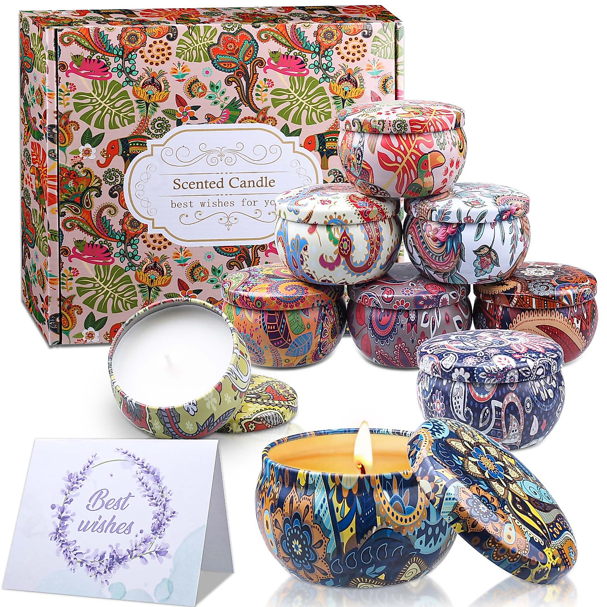 Scented Candles Gift Set for womem, 9 Pack Aromatherapy Candles for Home Scented, 180 Hour Long Lasting Soy Candle Lavender Candle Birthday Chrismas Gifts for Women Mom Bath Spa Yoga Candles