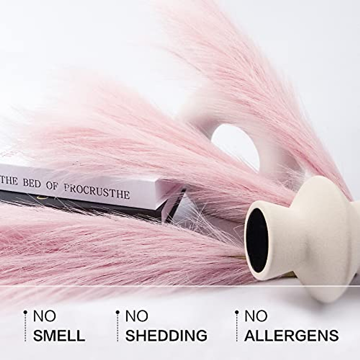 6 PCS Faux Pampas Grass 17"/44cm Artificial Fluffy Pompas Grass Fake Pampas Grass 7 Branches for Wedding Party Bedroom Boho Home Decor (034 Light Pink)