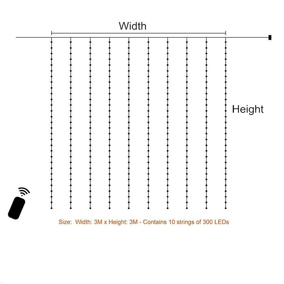 Led Curtain Lights, 300 LED Curtain String Light with 8 USB Modes Remote for Christmas Bedroom Party Wedding Home Garden Wall Decorations(Warm White)