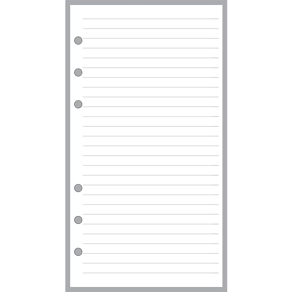 Personal Size Notes Insert with Simple Lines Spaced 1/4", Sized and Punched with 6 Holes for Personal Size Notebooks by Filofax, Louis Vuitton (PM), Kikki-K, and Others. (3.7" x 6.75")