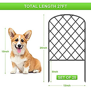 OUSHENG 25 Pack Decorative Garden Fence, Total 27ft(L) x 24in(H) Animal Barrier Border, Rustproof Metal Wire Section Edging Defence Fencing Panel for Outdoor Patio Garden Yard, Arched