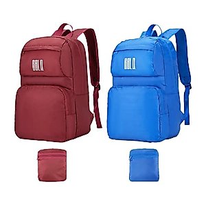GBLQ PLUS Packable Backpack 35L Ultra Lightweight, Water Resistant Foldable Daypack for Travel, Hiking, Camping - 2 Packs (Blue + Red)