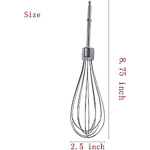 Wadoy W10490648 & KHM2B Beaters for Hand Mixer Stainless Steel Pro Whisk Turbo Beaters, Cream, Making Mousse or Meringue, Shakes, Egg, Replace AP5644233, PS4082859, KHM512BM, KHMPW