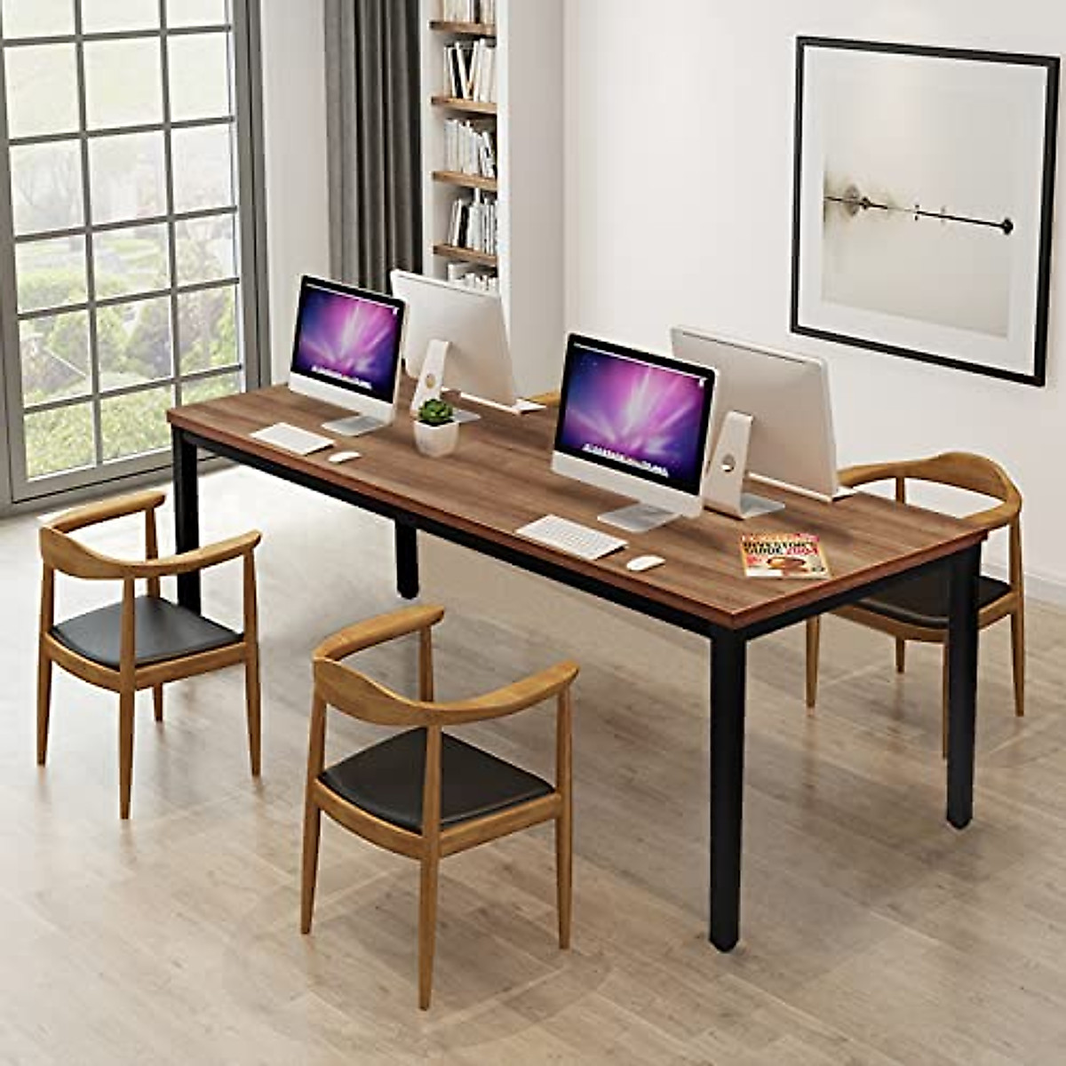 BIBOC Computer Desk/Dining Table,36×72 inch Office Desk Sturdy Writing Workstation Large Office Desk Writing Modern Simple Study Table for Home Office Desk Workstation Wide Metal Sturdy Frame
