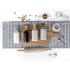 Emerson Essentials Glass Soap Dispenser Set, 2 Pack, Hand Soap Dispenser for Bathrooms and Dish Soap for Kitchen Sink with Pumps, Lotion Dispenser 16oz Bottles with 5 Waterproof Labels (Black/Copper)