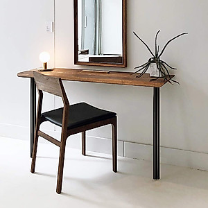 QLLY 28 inch Adjustable Metal Desk Legs, Office Table Furniture Leg Set, Set of 4 (Black)