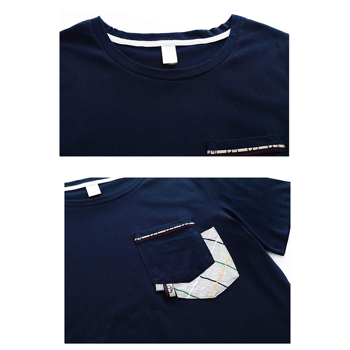 Leisure Home Big Boys Pajamas,Long Plaid Strips Cotton Shorts Tee Shirt Sleepwear Teens 8-18 Years (10-12 Years, BuleGrey), BoyPJS009