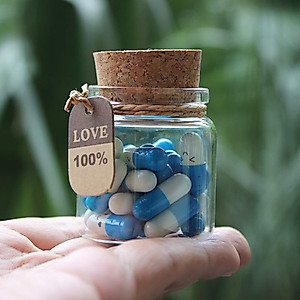 Infmetry Valentines Day Gifts for Her Him Boyfriend Girlfriend Capsule Notes Pills in a Glass Bottle Letter Messages for Couples Men Women (Dark Blue 25pcs)