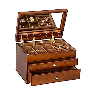 Mele & Co Brisbane Wooden Jewelry Box in Walnut Finish