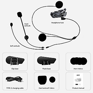 JZAQ Motorcycle Helmet Bluetooth Headset Motorcycle Helmet Speakers Intercom 2 Riders Noise Cancellation Speakers Communication Systems Motorcycle Riding/ski/Cycling/Sports