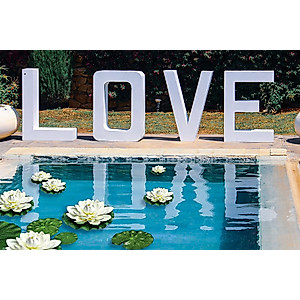 NAVADEAL 6PCS Artificial Floating Foam Lotus Flowers with Water Lily Pad Ornaments, Ivory White, Perfect for Patio Koi Pond Pool Aquarium Home Garden Wedding Party Decoration(with NO Lights)