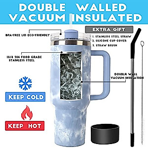 40 oz Tumbler with Handle and Straw Lid,Stainless Steel Travel Mug Water Bottle Cup,Reusable Insulated Vacuum splashproof Cup,for Car,Home,Office,Gifts
