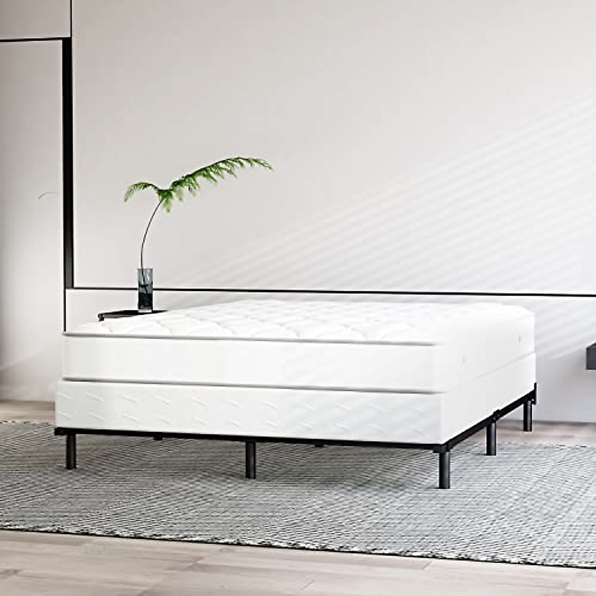 Hafenpo Metal Bed Frame - Sturdy Platform Bed Frame Heavy Duty Non-Slip Black Bed Frame 9 Leg Support Easy to Assemble Suitable for Any Space Queen Size