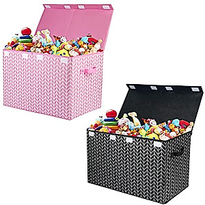 Mayniu Large Toy Storage Box Chest with Lid, Sturdy Toys Boxes Bin Organizer Baskets for Nursery, Closet, Bedroom, Playroom 25"x13" x16"