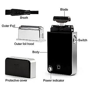 Men Electric Ultra Thin Shaver Rechargeable Washable Wet/Dry Razor for Face Care Beard Trimmer Reciprocating Blade with USB Charger