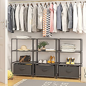 Iwaiting Outdoor 4 Tier Closet Organizers and Storage, Clothes Storage Organizer with 1 Drawer, Practical Storage Shelves for Storing Clothes, Bag and Other Items (Grey)