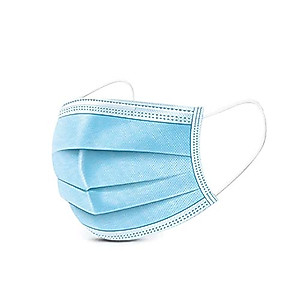 Disposable Mask Box of 50, 3-Ply Protective Anti Dust Breathable (Blue 50pcs)