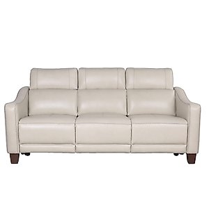 Steve Silver Furniture Ivory Dual-Power Leather Sofa, Power Headrest, Footrest, USB Charging, Transitional Design, for Living Room, Home Theatre, Top Grain Leather, 39" D x 81" W x 38" H, Ivory