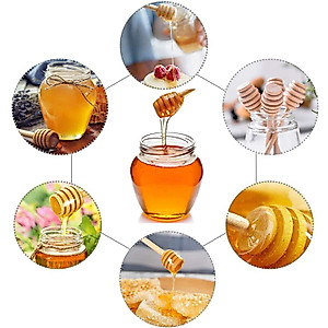 ICEYLI Wooden Honey Mixing Stirrer 4 Pcs 3 Inch Mini Honey Dipper Sticks Honey Comb Stick Honey Spoon Collecting Dispensing Drizzling Jam