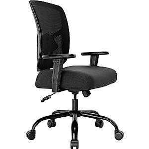POWERSTONE Big and Tall Office Chair 400lbs, Office Chair for Heavy People with Thickened and Widened Soft Seat Ergonomic Mesh Heavy Duty Office Chair with Adjustable Lumbar Support and Armrest