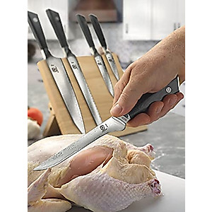 Mercer Culinary Premium Grade Super Steel 6-Piece Knife Set with Magnetic Rubberwood Stand, G10 Handles