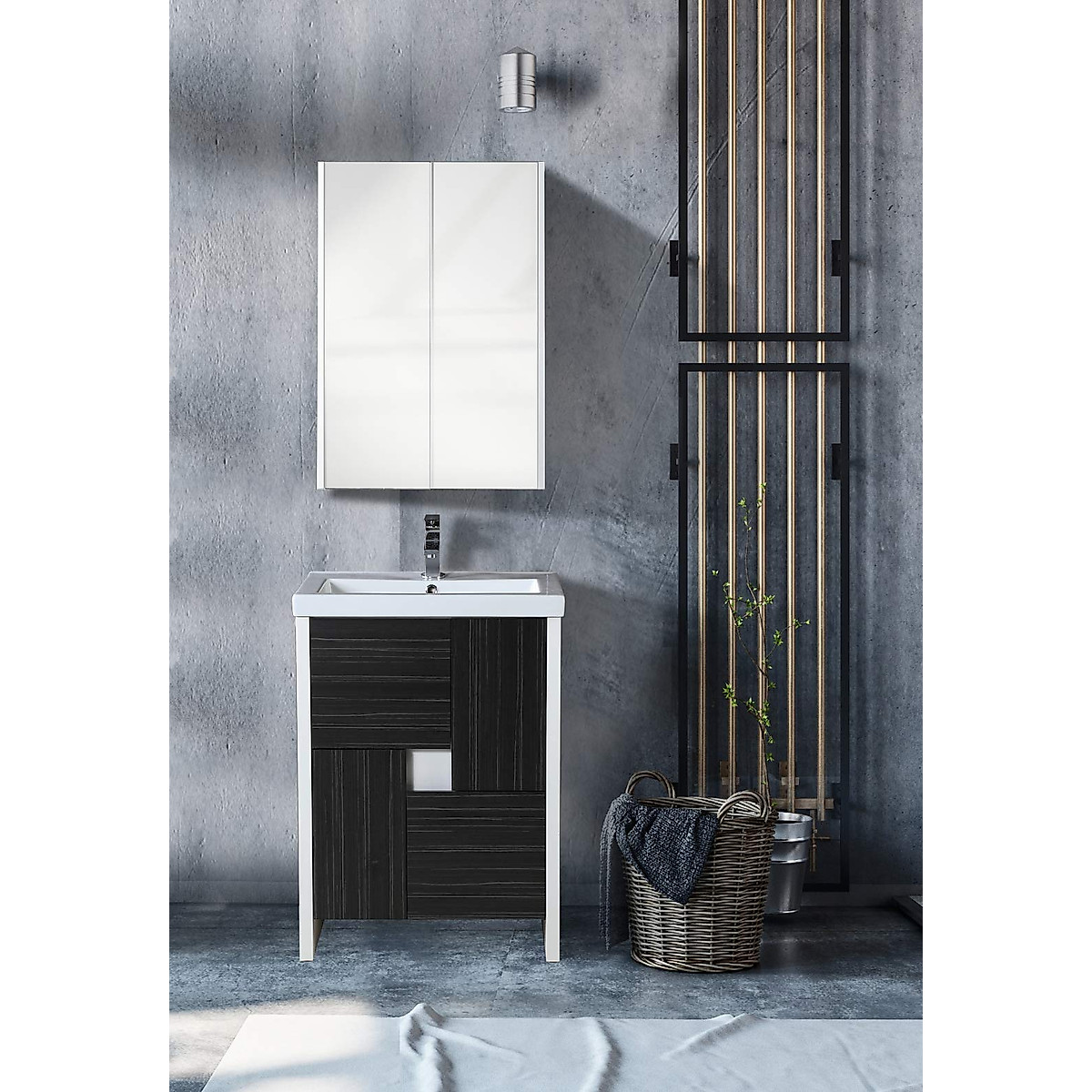 Fine Fixtures 24" Midland Vanity Cabinet Set with Vitreous China Sink, Dawn Gray