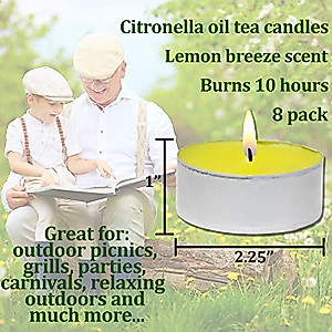 Large Citronella Candles Outdoor Indoor - 8 Citronella Candles for Patio Home Garden - Aromatherapy Candle - Spa Candle - Mood Candle - Premium Quality Lemon Scented Candles - Fly Candle