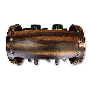 Puzzled Napoleon Wine Rack - Freestanding Wooden Barrel Wine Holder for 10 Wine Bottles, Bottle Rack Floor Stand, Table Top, Rustic Countertop Wine Storage Shelf Organizer for Wine Bar & Home Decor