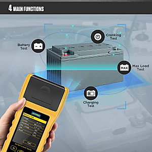AUTOOL Automotive 12V/24V 30-2000 CCA Battery Load Tester, Cranking and Charging System Battery Analyzer Scan Tool with Printer for Heavy Duty Trucks, Cars, Motorcycles and More
