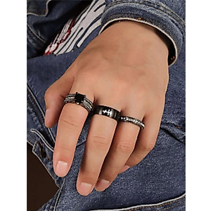 8mm Black Polished Orthodox Cross Ring Stainless Steel Russian Crosses Symbol Plain Band Christian Faith Finger Ring for Reminder, Size 12