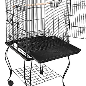 63.5 Inches Medium Bird Cage Open Top Parrot Cage with Detachable Stand, Rolling Wheels Lovebird Cockatiel Quaker Sun Parakeet Green-Cheek Conure Cage