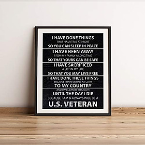"I Am & Always Will Be A US Veteran" Patriotic Military Wall Art -11 x 14" Typographic American Poster Print-Ready to Frame. Home-Office-Shop-Man Cave-American Decor. Great Gift for All Veterans!