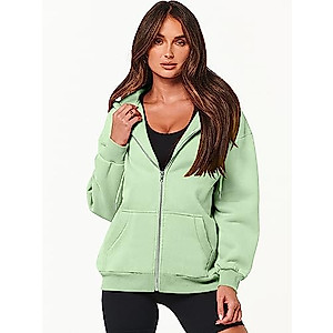 Prinbara Women's Cute Tops 2023 Outfits Teen Girl Jacket Sweater Long Sleeve Sweatshirts Casual Tops Zip Up Trendy Clothes Light Green 9PA89-doulv-L