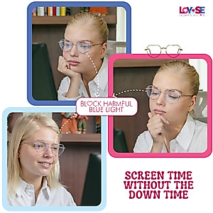 LOYOSE Blue Light Glasses For Woman, Cute Gold Frame Heart Shaped Bluelight Glasses, Blue Light Blocking Glasses for Computer Screen Phone TV Gaming