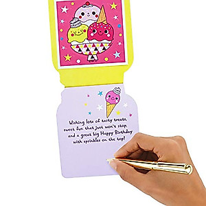 Hallmark Birthday Card for Kids (Ice Cream and Stars Stickers)