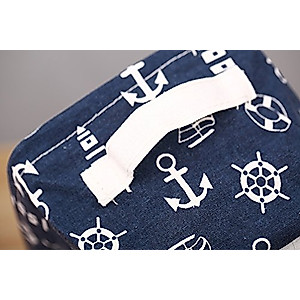Lannu Nautical Fabric Storage Baskets Bins Cloth Collapsible Organizers Box Beach Anchor Nursery Toys Basket Shelves & Desks Pack 3