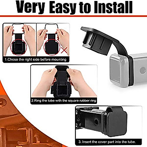 AQTZGOS 2in Heavy Duty Trailer Hitch Tube Cover Plug Cap Rubber for 2 inches Receivers Class 3 4 5 GMC Toyota Ford Jeep Dodge Nissan Mercedes Benz BMW Polaris ATV UTV- Black（2 Pakc）