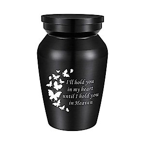 Dletay Small Urn for Human Ashes Small Keepsake Urn Mini Cremation Urns for Ashes Aluminium Memorial Ashes Holder-I'll Hold You in My Heart Until I Hold You in Heaven