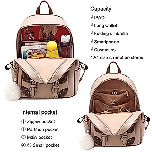 Backpack for Women Small Cute Leather, Mini Rucksack Fashion Travel for Teen Girls, khaki, Small